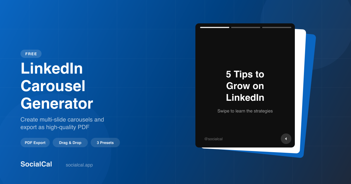 Free LinkedIn Carousel Generator & PDF Maker | SocialCal